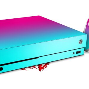 WraptorSkinz Decal Vinyl Skin Wrap Compatible with Xbox One X Console and Controller - Smooth Fades Neon Teal Hot Pink