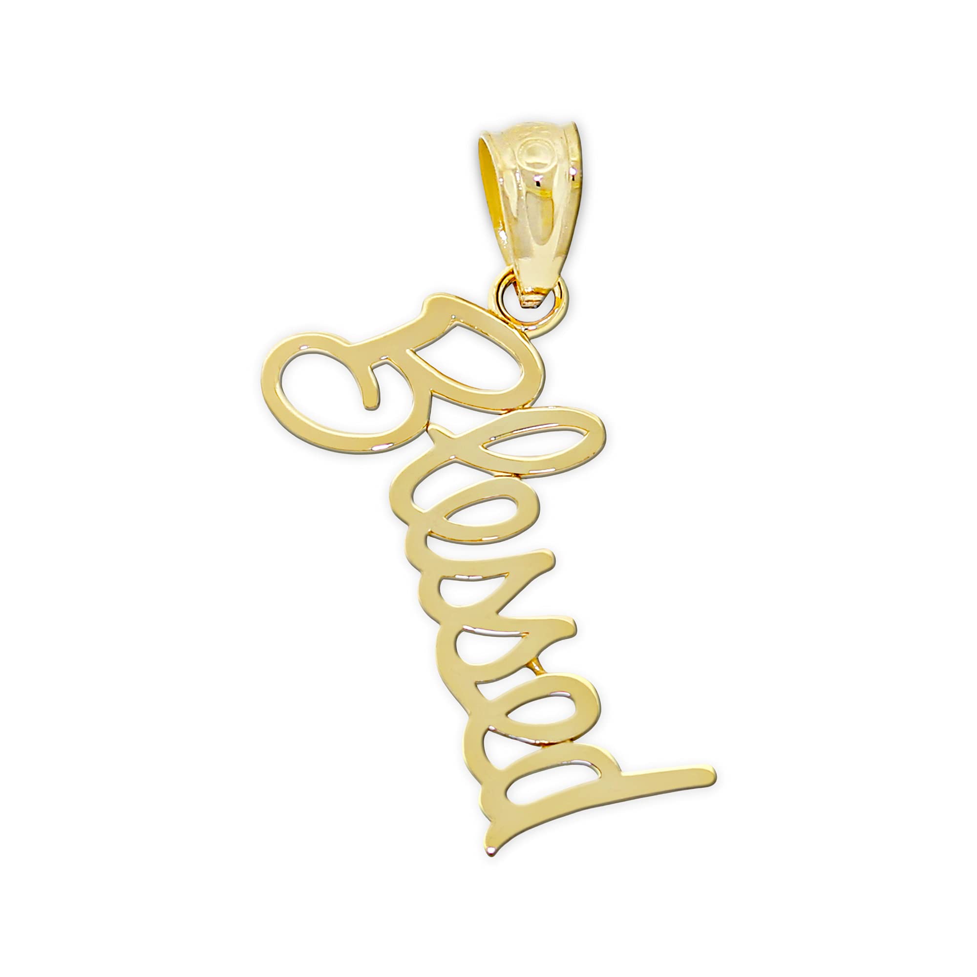 Charm America - Gold Vertical Blessed Charm - 10 Karat Solid Gold