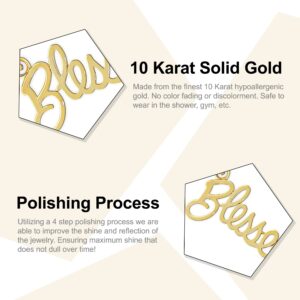 Charm America - Gold Vertical Blessed Charm - 10 Karat Solid Gold