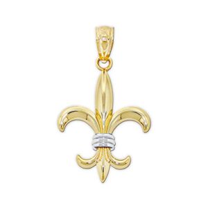 charm america - gold fleur de lis charm - 10 karat solid gold jewelry