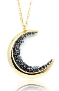 mignonandmignon dainty crystal jewelry gold crescent moon necklace black diamond graduation gift for her celestial halloween anniversary - zcmn