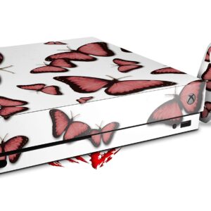 WraptorSkinz Decal Vinyl Skin Wrap Compatible with Xbox One X Console and Controller - Butterflies Pink