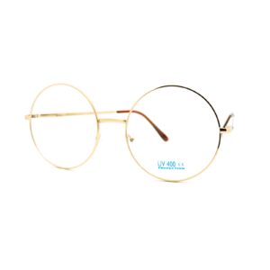 pastl super oversized round circle frame clear lens glasses gold