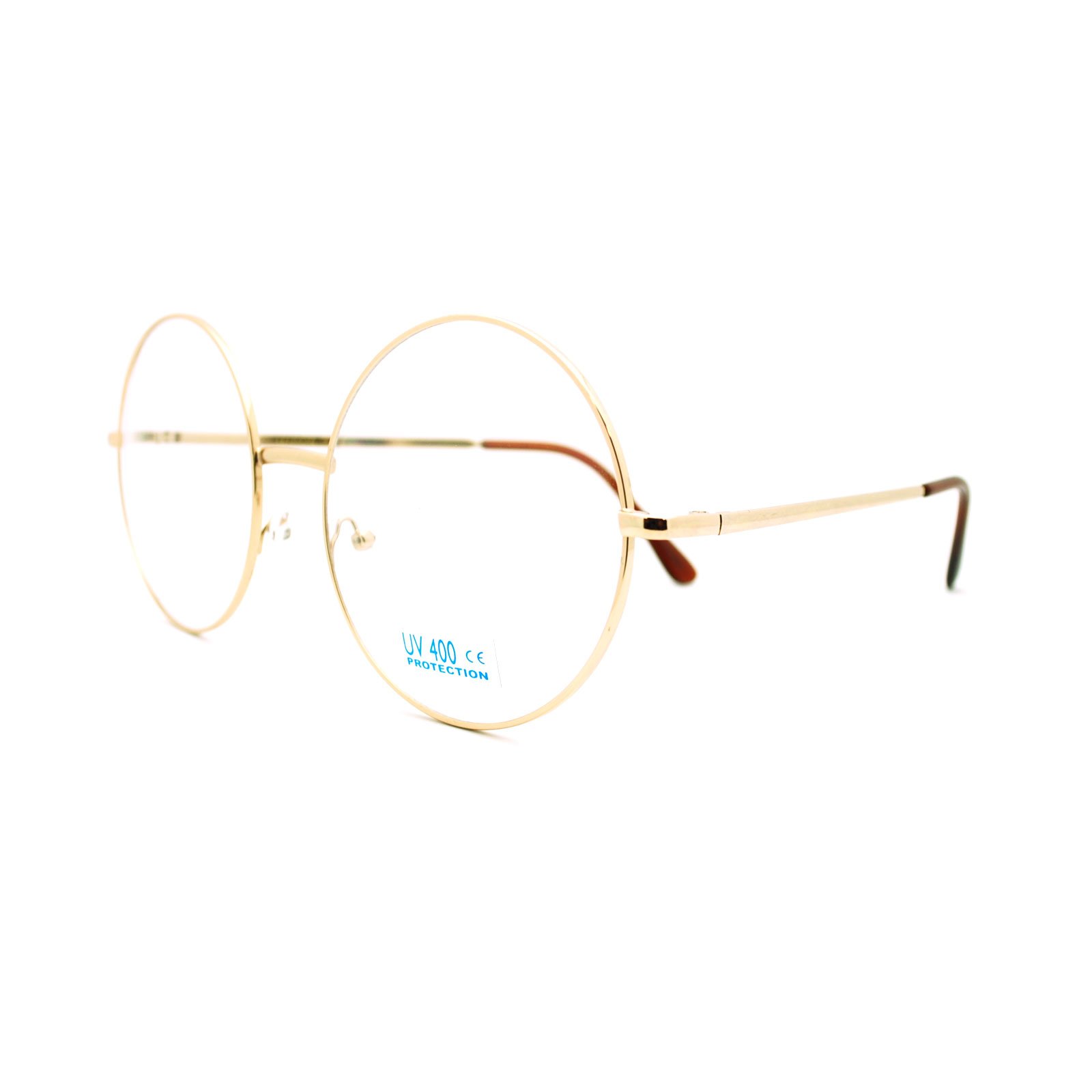 PASTL Super Oversized Round Circle Frame Clear Lens Glasses Gold