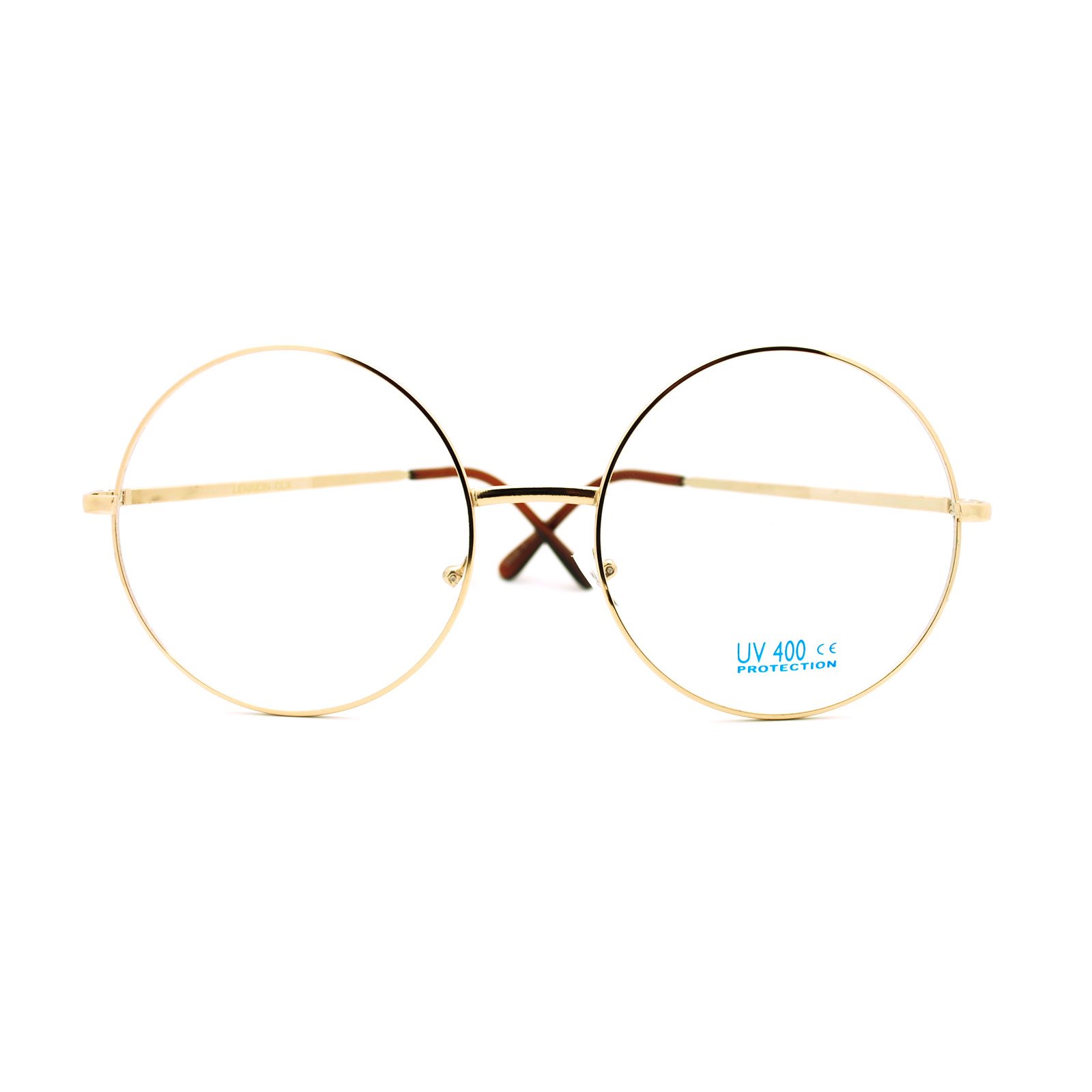 PASTL Super Oversized Round Circle Frame Clear Lens Glasses Gold