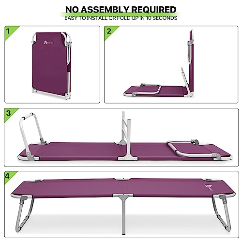 Magshion Portable Military Fold Up Camping Bed Cot + Free Storage Bag- 5 Colors (Purple), 37 x 26 x 5 inches (Magshion Furniture)