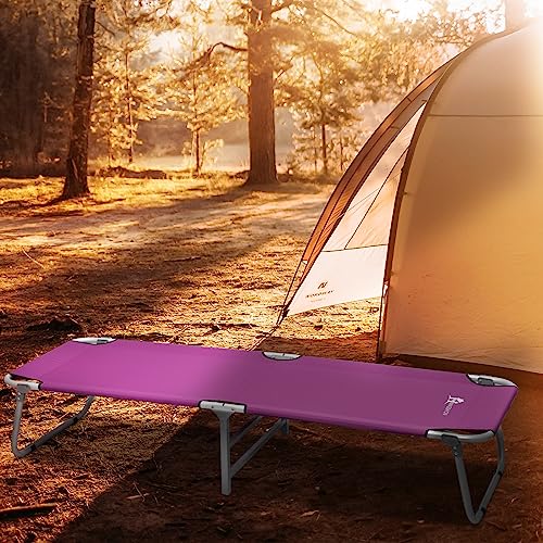 Magshion Portable Military Fold Up Camping Bed Cot + Free Storage Bag- 5 Colors (Purple), 37 x 26 x 5 inches (Magshion Furniture)