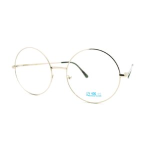 pastl super oversized round circle frame clear lens glasses silver