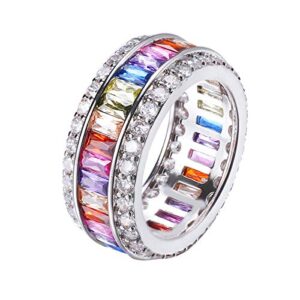 wedding ring for women mother's day multicolor ring jewelry for mom her band ring size 6 7 8 9 10 11 12 (10)