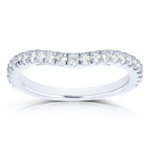 kobelli diamond curved wedding band 1/3 ctw in 14k white gold, 5