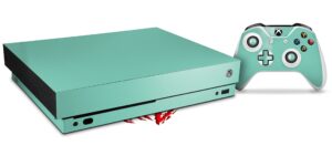 wraptorskinz decal vinyl skin wrap compatible with xbox one x console and controller - solids collection seafoam green