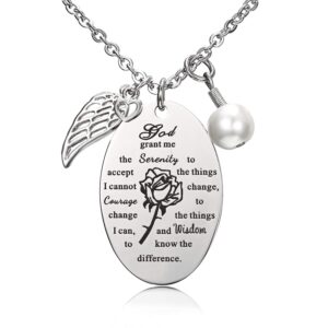 blerameng god grant me the serenity to accept the bible verse prayer necklace with free chain christian