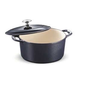 tramontina 80131/038ds enameled cast iron covered round dutch oven, 5.5-quart, dark blue