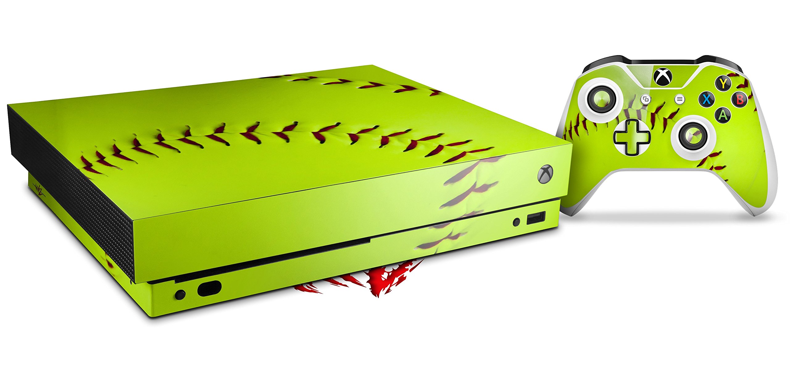 WraptorSkinz Decal Vinyl Skin Wrap Compatible with Xbox One X Console and Controller - Softball