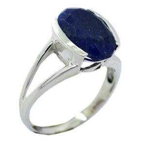 55Carat Natural Lapis Lazuli Sterling Silver Ring for Women Oval Shape Split Shank Size 5,6,7,8,9,10,11,12