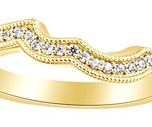 AFFY Natural Diamond Engagement Wedding Band Ring in 14K Solid Yellow Gold (0.12 Cttw),Ring Size-6