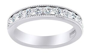 affy natural diamond engagement wedding band ring in 14k solid white gold (0.87 cttw),ring size-9.5