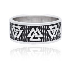 925 sterling silver viking valknut odin norse jewelry oxidized band ring (9)