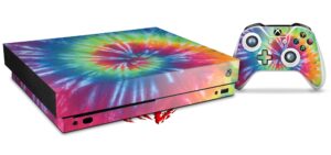 wraptorskinz decal vinyl skin wrap compatible with xbox one x console and controller - tie dye swirl 104