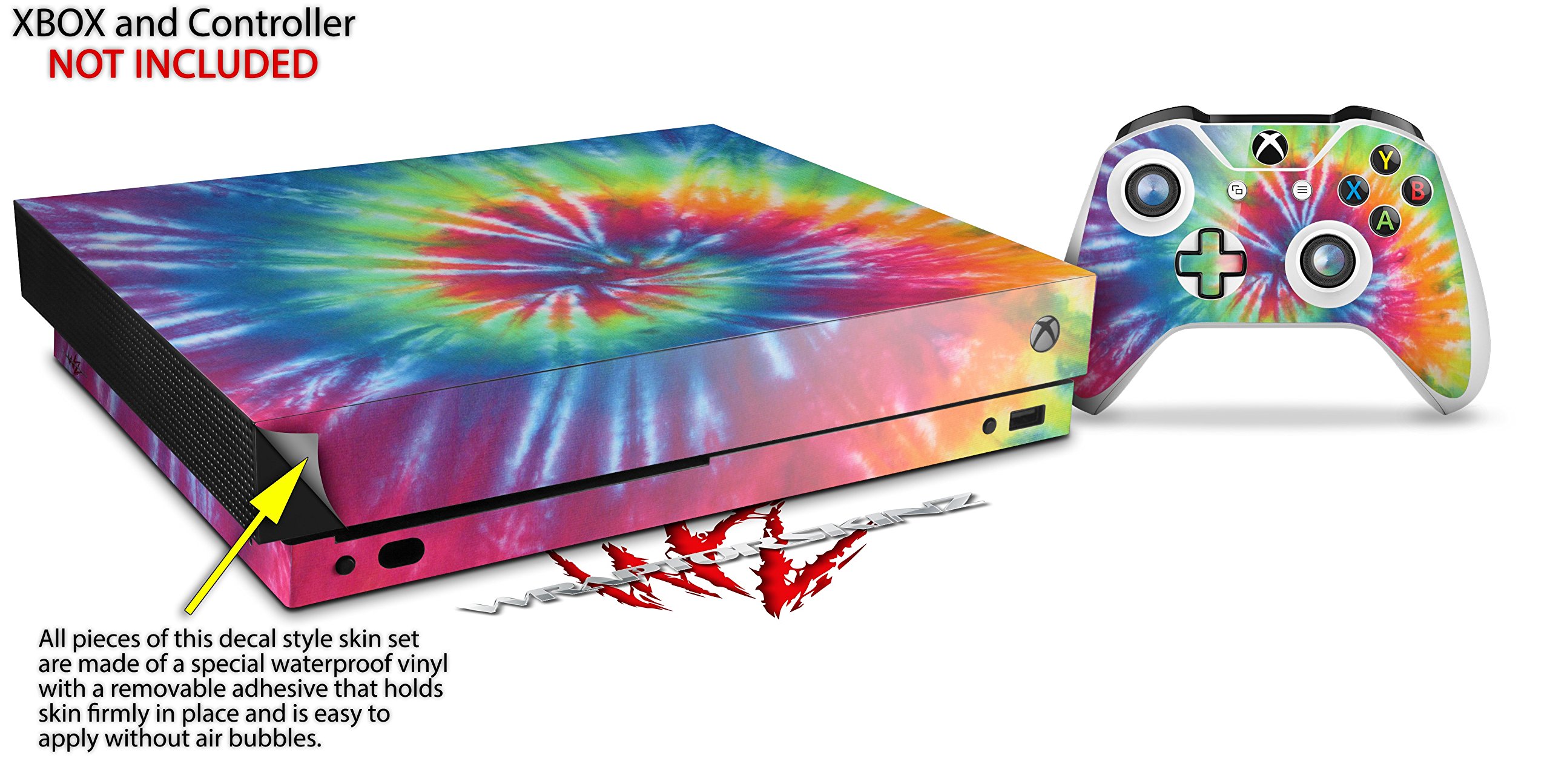 WraptorSkinz Decal Vinyl Skin Wrap Compatible with Xbox One X Console and Controller - Tie Dye Swirl 104