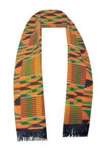 decora apparel african clothes for men cotton scarf, graduation stole, african head scarf kente fabric 5.5x60 orange goldp03