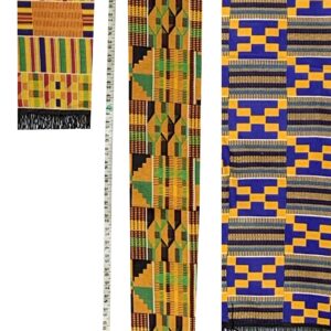 Decora Apparel African Clothes for Men Cotton Scarf, Graduation Stole, African Head Scarf Kente Fabric 5.5X60 Orange GoldP03