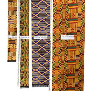 Decora Apparel African Clothes for Men Cotton Scarf, Graduation Stole, African Head Scarf Kente Fabric 5.5X60 Orange GoldP03