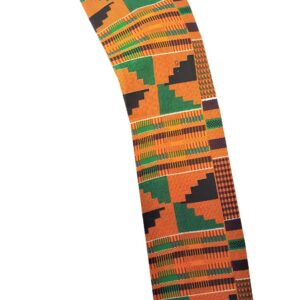 Decora Apparel African Clothes for Men Cotton Scarf, Graduation Stole, African Head Scarf Kente Fabric 5.5X60 Orange GoldP03