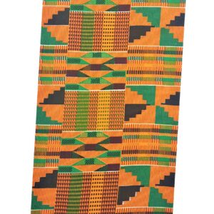 Decora Apparel African Clothes for Men Cotton Scarf, Graduation Stole, African Head Scarf Kente Fabric 5.5X60 Orange GoldP03