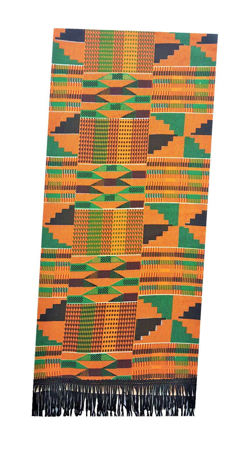 Decora Apparel African Clothes for Men Cotton Scarf, Graduation Stole, African Head Scarf Kente Fabric 5.5X60 Orange GoldP03