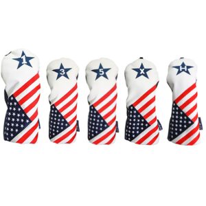 usa 1, 3, 5, x, h headcover patriot golf vintage retro patriotic driver fairway wood and hybrid head cover fits all modern fairway wood and hybrid club