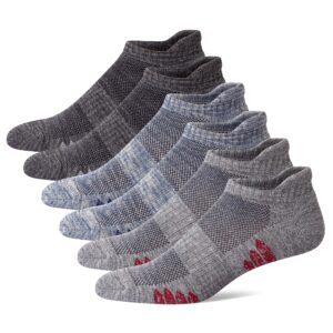 u&i men's performance cushion cotton low cut ankle athletic socks with tab, grey (6-pack)