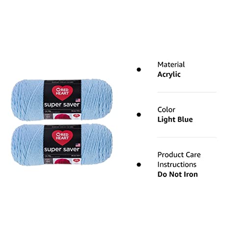 Bulk Buy: Red Heart Super Saver (2-Pack) (Light Blue, 7 oz Each Skein)