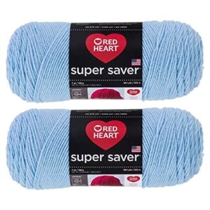 bulk buy: red heart super saver (2-pack) (light blue, 7 oz each skein)