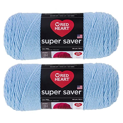 Bulk Buy: Red Heart Super Saver (2-Pack) (Light Blue, 7 oz Each Skein)