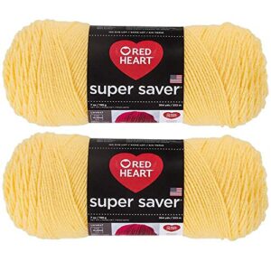 bulk buy: red heart super saver (2-pack) (lemon, 7 oz each skein)