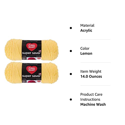 Bulk Buy: Red Heart Super Saver (2-Pack) (Lemon, 7 oz Each Skein)