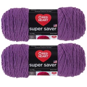 bulk buy: red heart super saver (2-pack) (medium purple, 7 oz each skein)