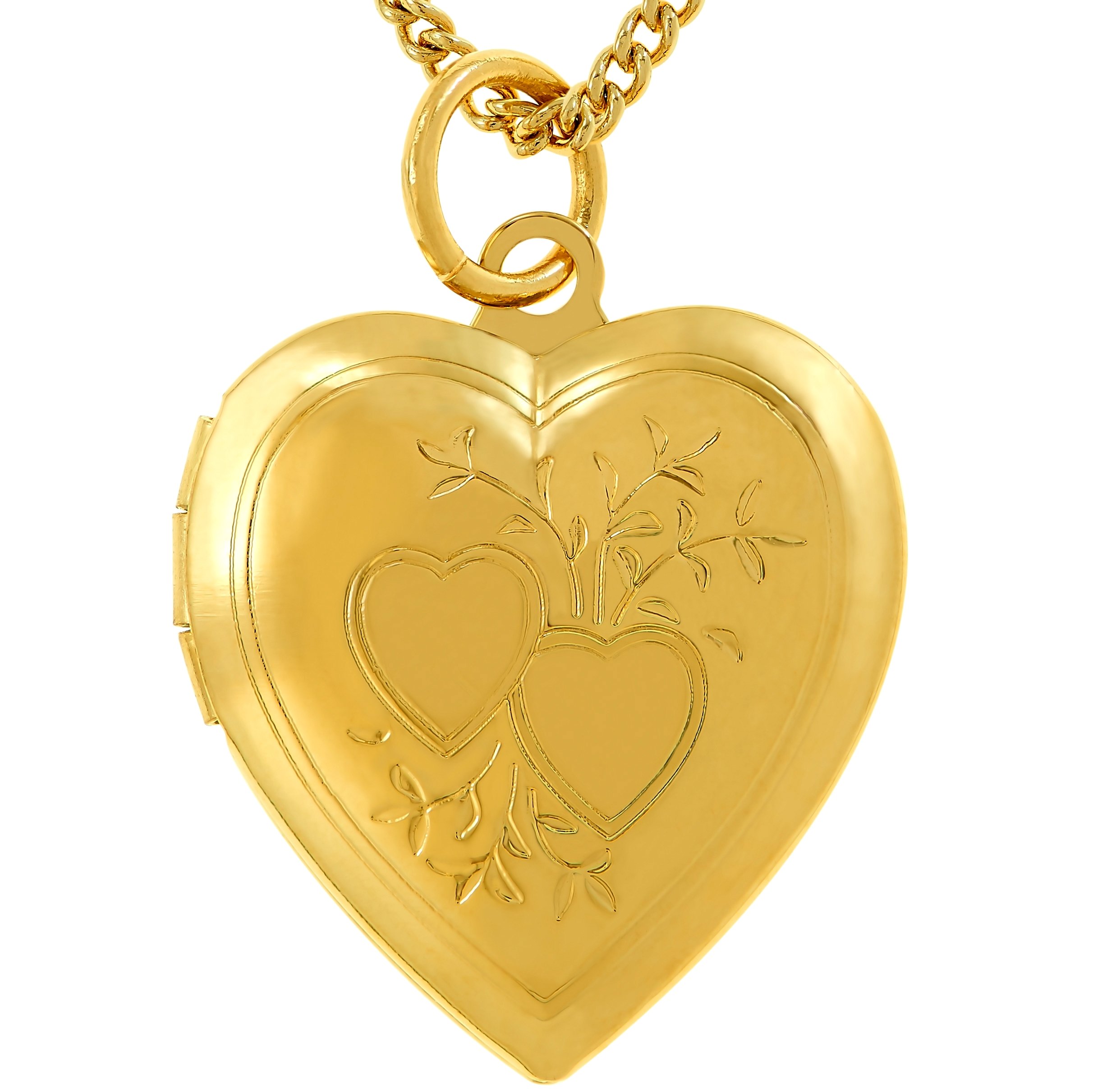 LIFETIME JEWELRY Photo Locket for Women and Girls [ Two Hearts ] - 20X More Real 24k Gold Plating Than Other Heart Locket Necklaces That Hold Pictures (Yellow Gold Pendant with 18" Chain)