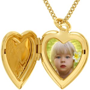 LIFETIME JEWELRY Photo Locket for Women and Girls [ Two Hearts ] - 20X More Real 24k Gold Plating Than Other Heart Locket Necklaces That Hold Pictures (Yellow Gold Pendant with 18" Chain)