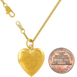 LIFETIME JEWELRY Photo Locket for Women and Girls [ Two Hearts ] - 20X More Real 24k Gold Plating Than Other Heart Locket Necklaces That Hold Pictures (Yellow Gold Pendant with 18" Chain)