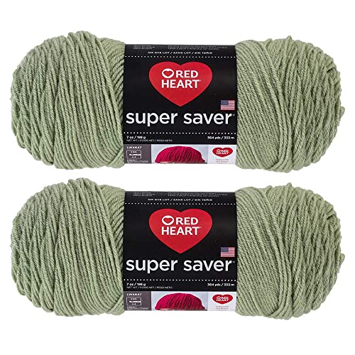 Bulk Buy: Red Heart Super Saver (2-Pack) (Frosty Green, 7 oz Each Skein)