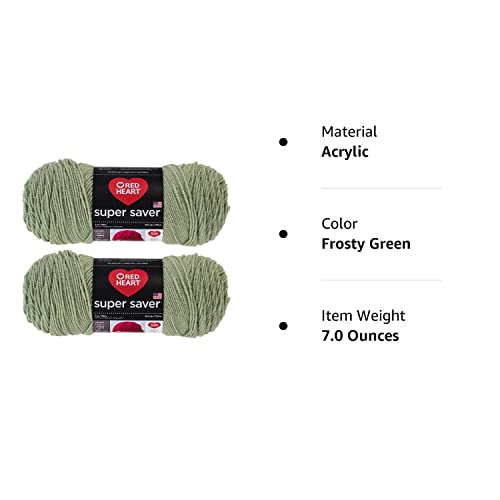 Bulk Buy: Red Heart Super Saver (2-Pack) (Frosty Green, 7 oz Each Skein)