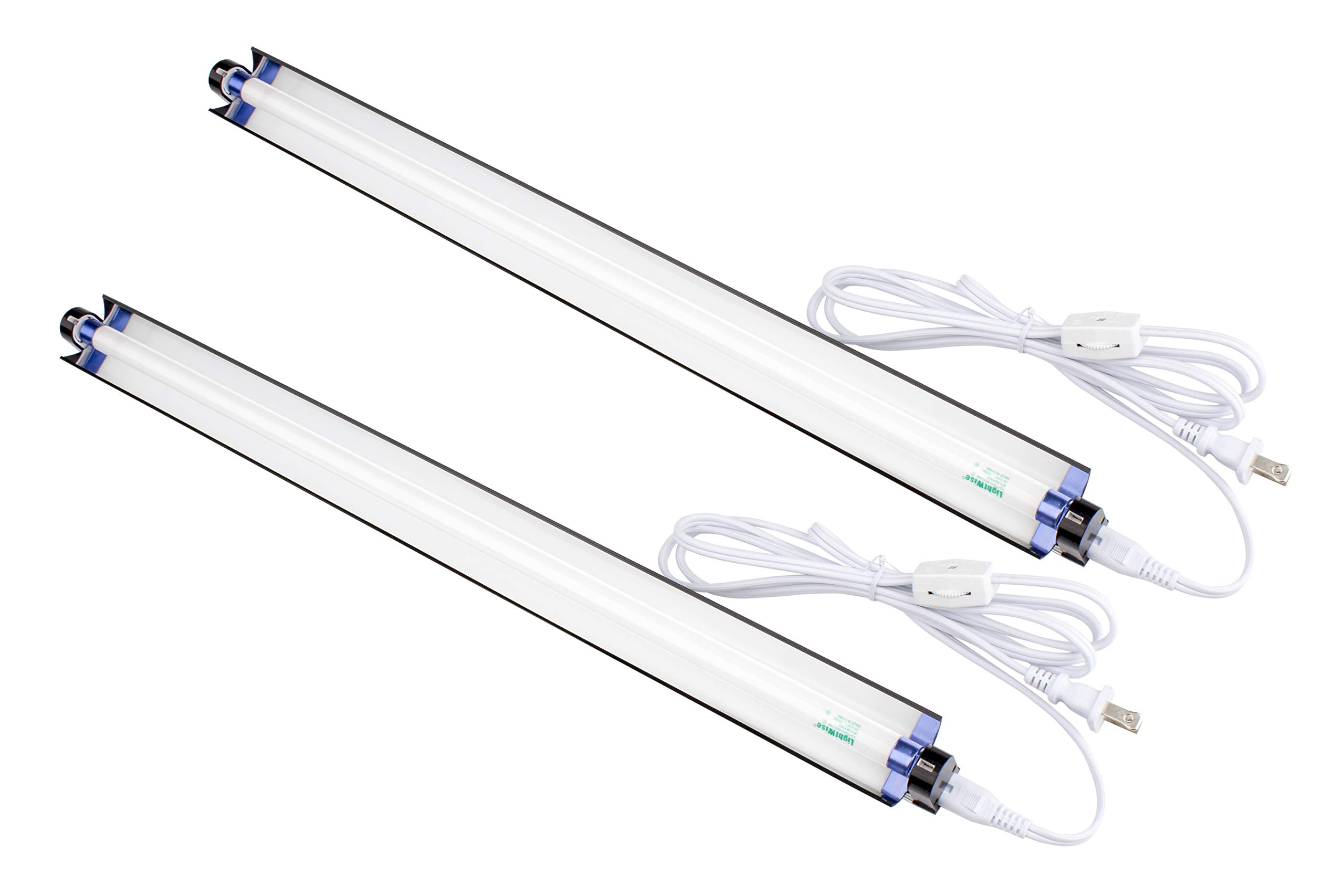 2 Pack LSF8541 T5 4Ft 54W Linkable Single Strip Grow Lights with 2" Wide Mirror Reflector and Full Sun 6500K Spectrum and 5000 Lumens, Great for Seeding and VegGrow!