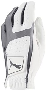 puma golf men's flexlite golf glove (bright white-quiet shade, medium, left hand)