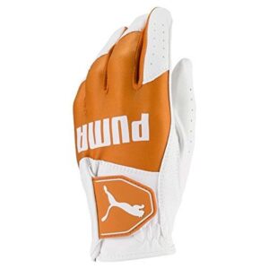 puma golf 2018 kid's golf glove (bright white-vibrant orange, small)