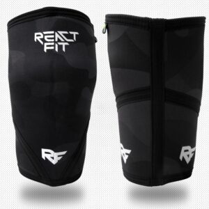 react fit 7mm sbr neoprene knee sleeves (1 pair) support & compression for weightlifting, powerlifting, crossfit, training, wod, gym, workout, sports, squats, injury protection (medium, punisher)