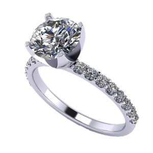 nana jewels jewels round cut zirconia solitaire w/side czs engagement ring - 8.0mm (2.00ct) - 10k gold - size 5