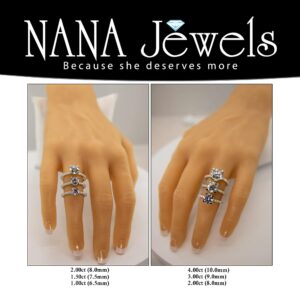 NANA Jewels Jewels Round Cut Zirconia Solitaire w/Side CZs Engagement Ring - 8.0mm (2.00ct) - 10K Gold - Size 5