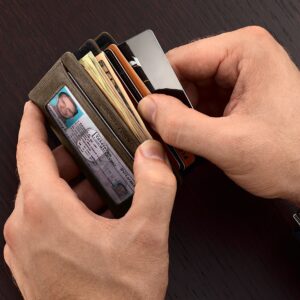 Urban Tribe Compact RFID Sleeve Wallet Premium Leather Minimalist Money Clip Card Holder